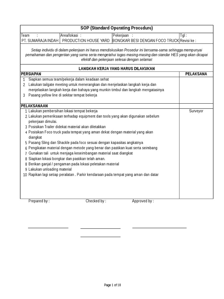 Sop Jsa Bongkar Besi | PDF