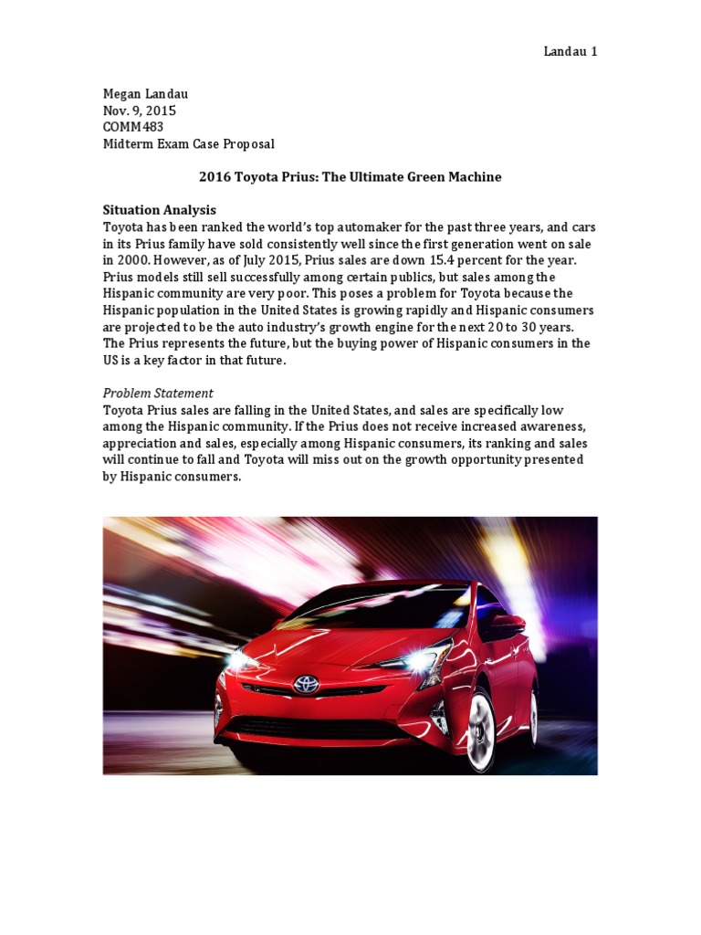 Campaign Proposal For Toyota Prius | PDF | Hybrid Electric Vehicle | Toyota