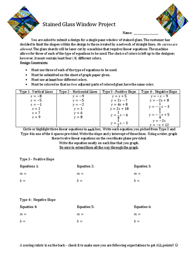 Stained Glass Graphing | PDF | Line (Geometry) | Slope