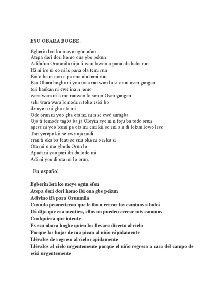 Esu Obara Bogbe | PDF