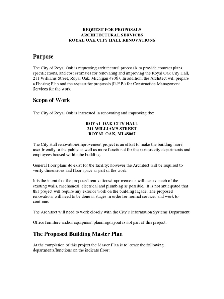 RFP - Architectural Services - City of Royal Oak | PDF | Architect ...