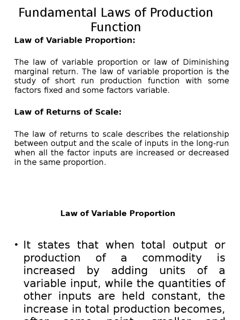 Laws of Production Function | PDF | Economies Of Scale | Average Cost