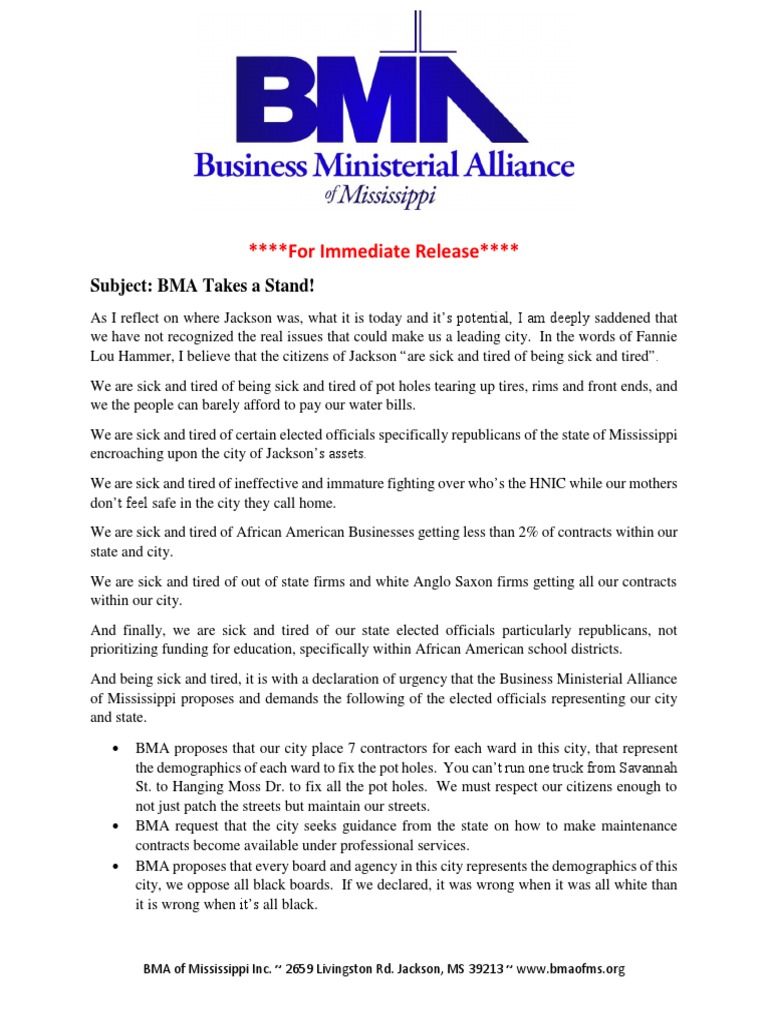 BMA Takes A Stand! | PDF | Jackson | The United States