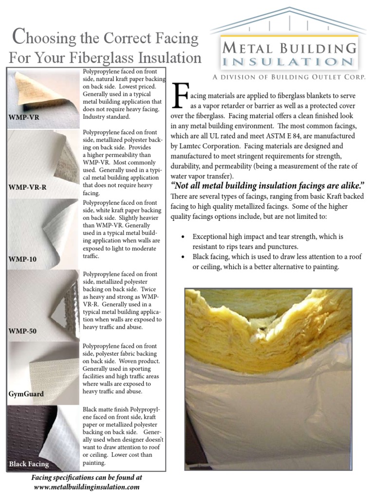 Metal Building Insulation Facings Article | PDF | Fiberglass | Roof