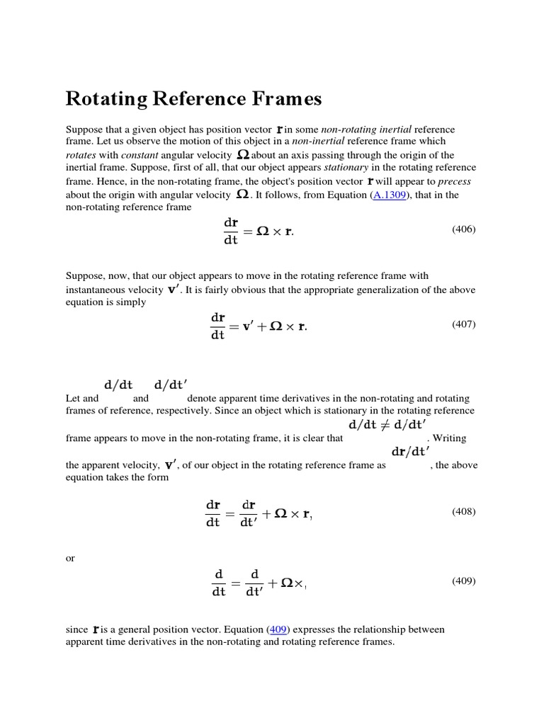 Rotating Reference Frames | PDF | Acceleration | Force