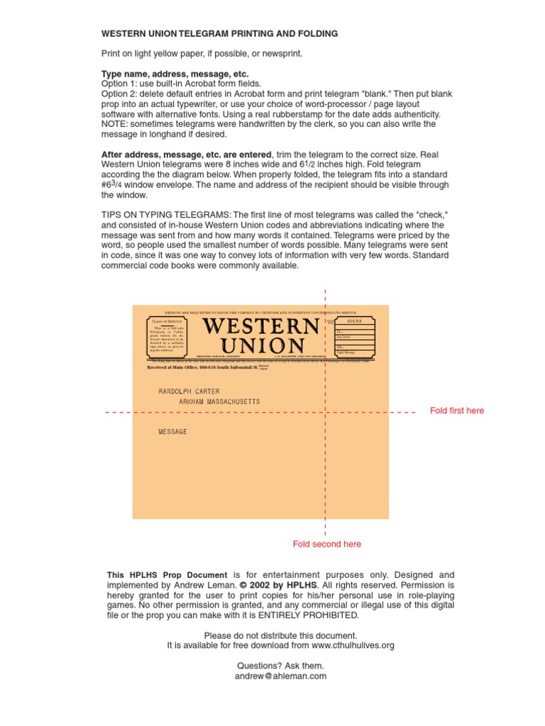 Western Union 1930 - Cthulhu | PDF | Telegraphy | Communication