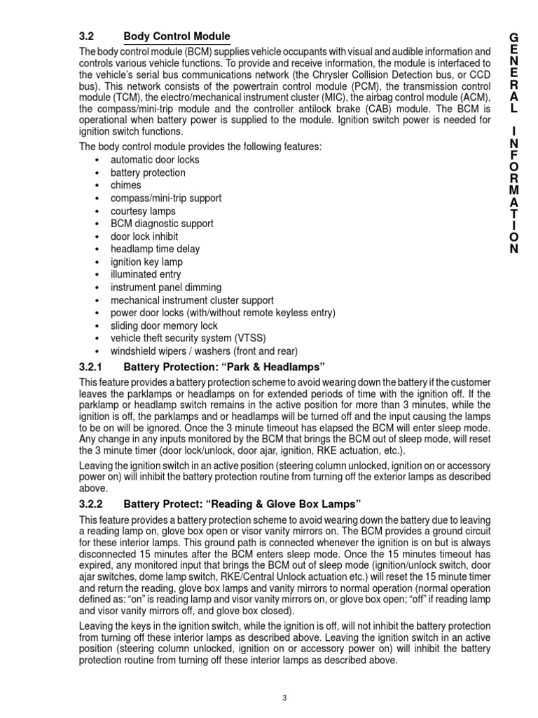 3 - 2 Body Control Module | PDF | Headlamp | Ignition System