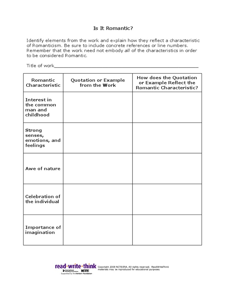 Romanticism Analysis Guide | PDF