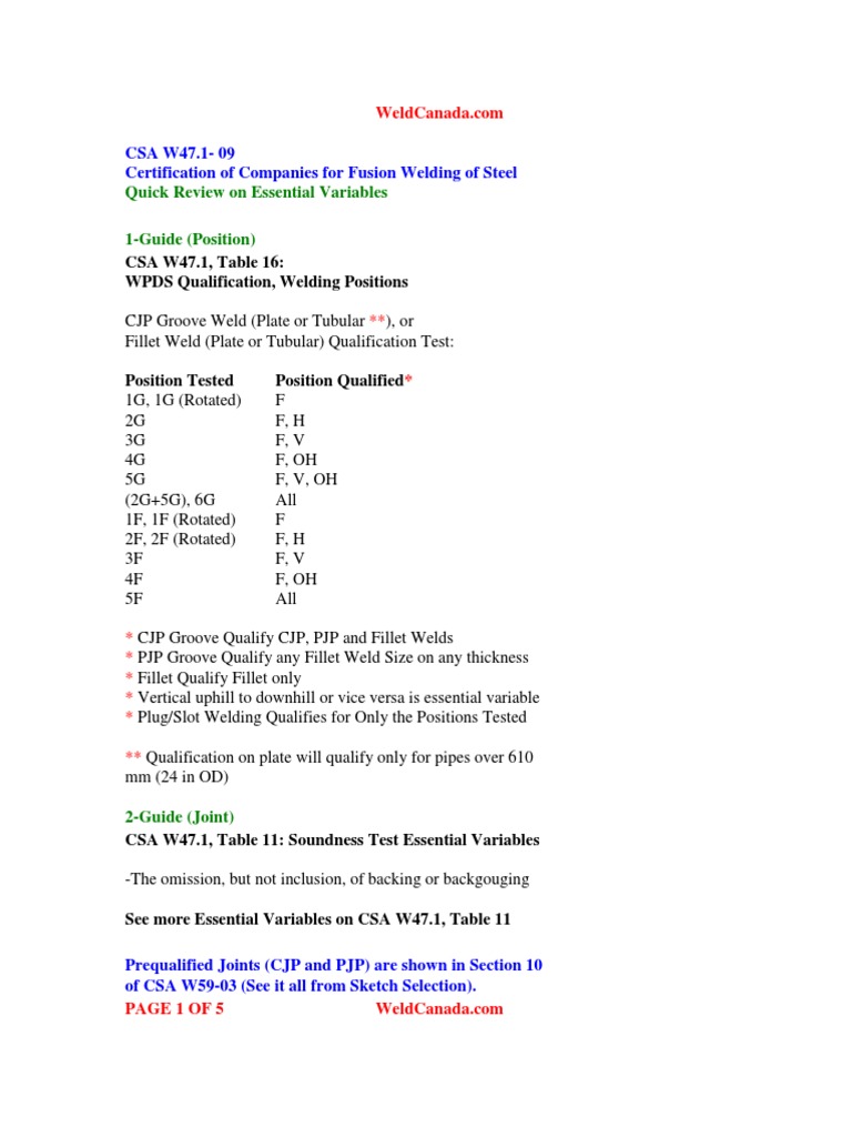 CSA W47.1 W59 13 Guides WeldCanada | PDF | Pipe (Fluid Conveyance ...