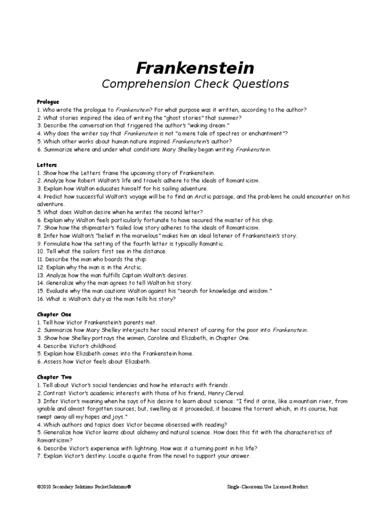 Frankenstein Study Guide | PDF | Frankenstein | Mary Shelley