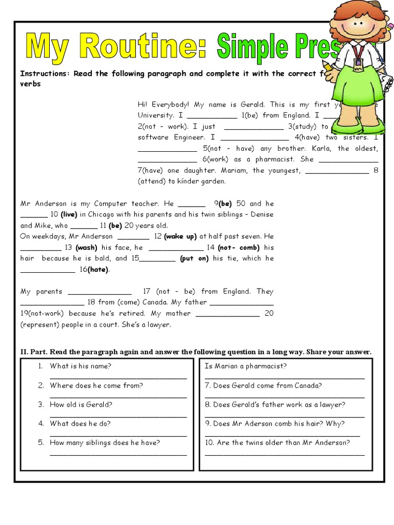 My Routine Simple Present Tense | PDF | Onomastics | Linguistic Typology