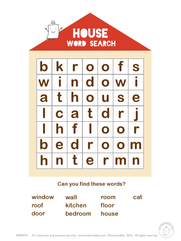 House Parts Word Search Puzzle | PDF