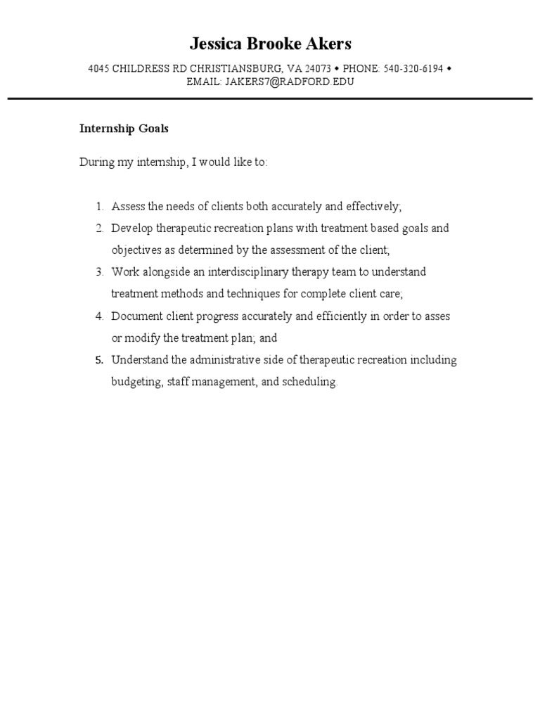Internship Goals | PDF