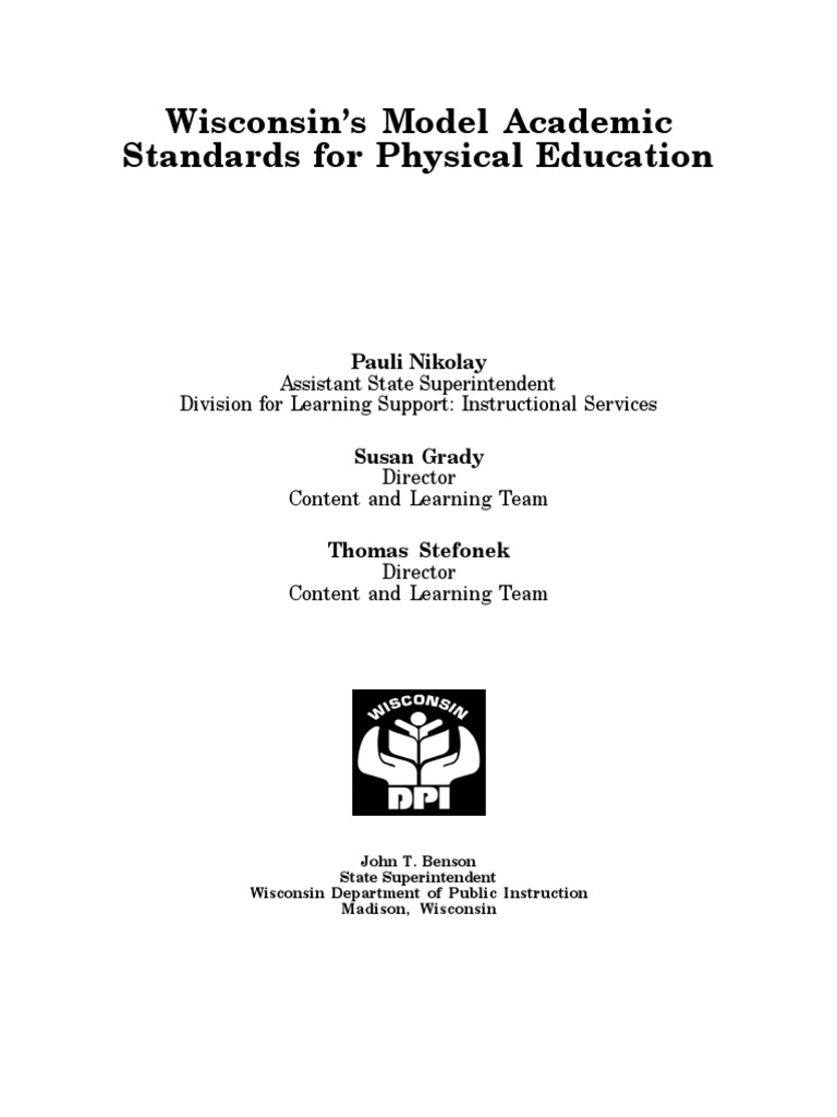 Wisconsin DPI Physical Education Standards | PDF | Physical Fitness ...