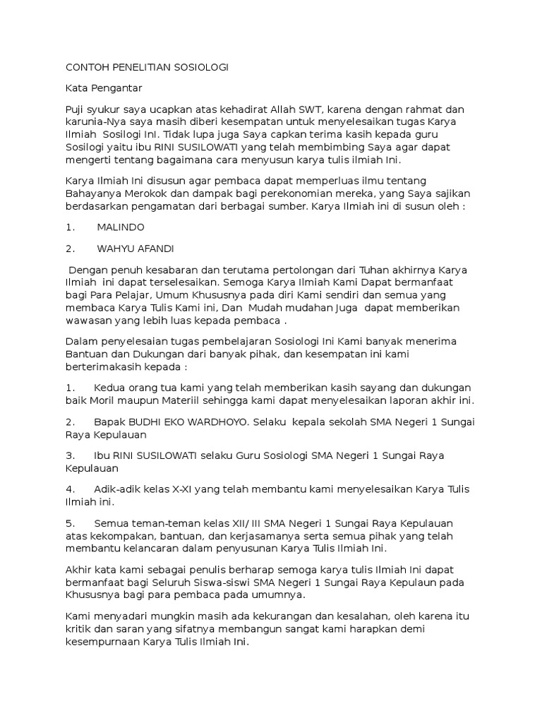 Contoh Penelitian Sosiologi | PDF