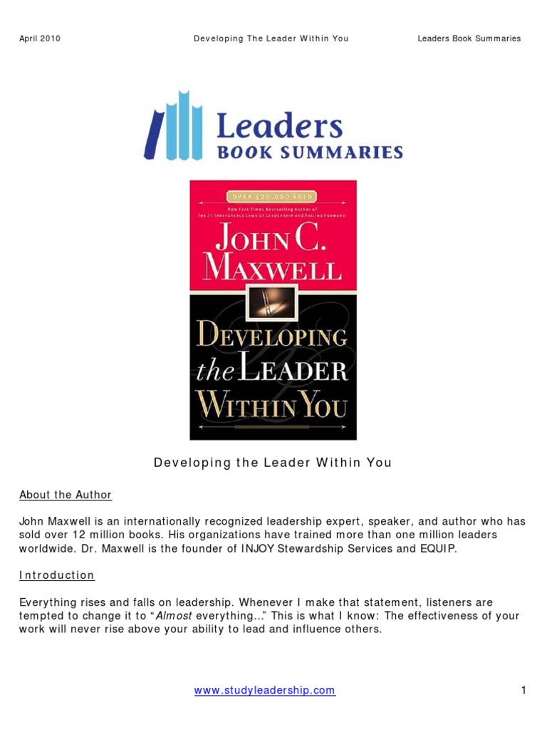Developing The Leader Within You Final | PDF | Leadership | Integrity