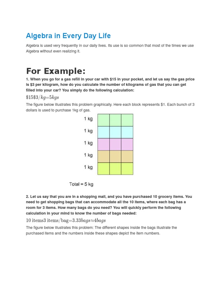 Algebra in Every Day Life | PDF | Linear Programming | Mathematical ...