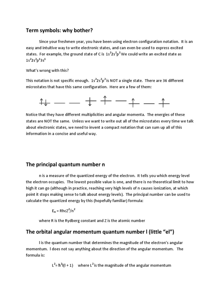 Term Symbols PDF | PDF | Spin (Physics) | Atomic Orbital
