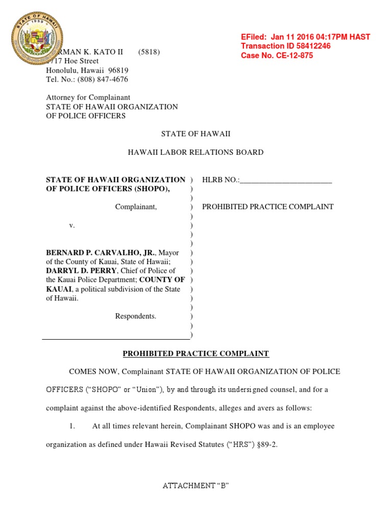 Prohibited Practice Complaint by SHOPO | PDF | Collective Agreement ...