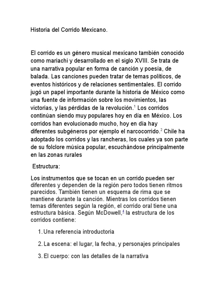 Historia del Corrido Mexicano | PDF | Corrido | Entretenimiento (general)