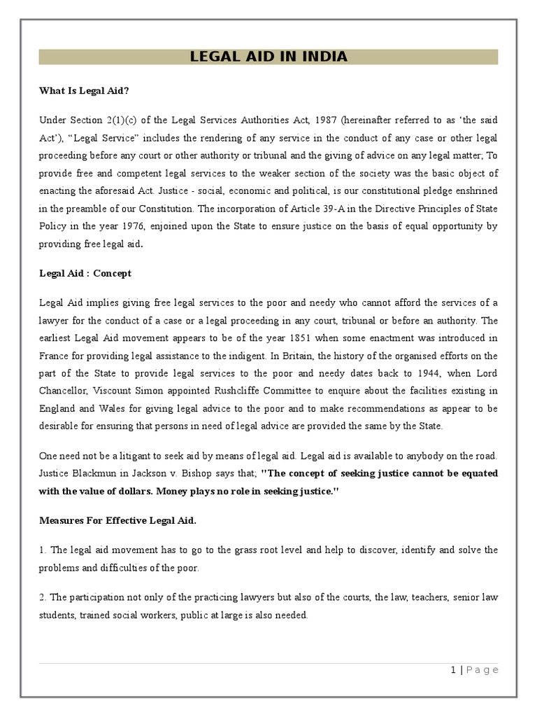 Legal Aid | PDF | Legal Aid | Government Of India