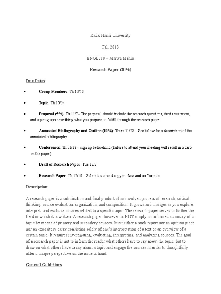 Research Paper Prompt | PDF | Thesis | Question