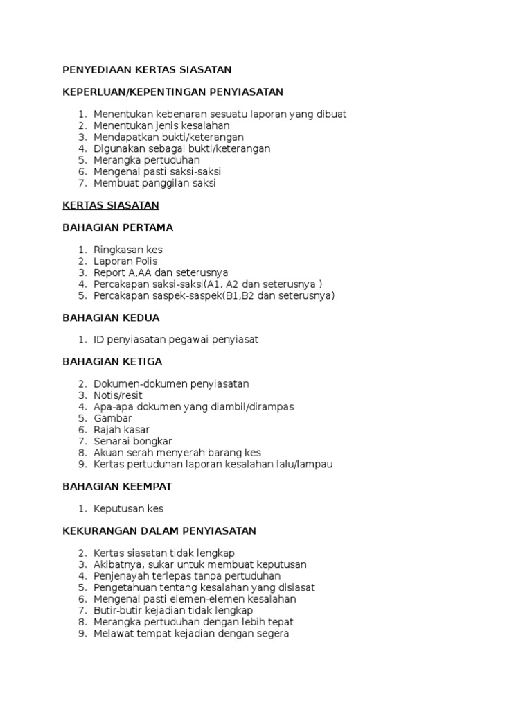 Penyediaan Kertas Siasatan | PDF