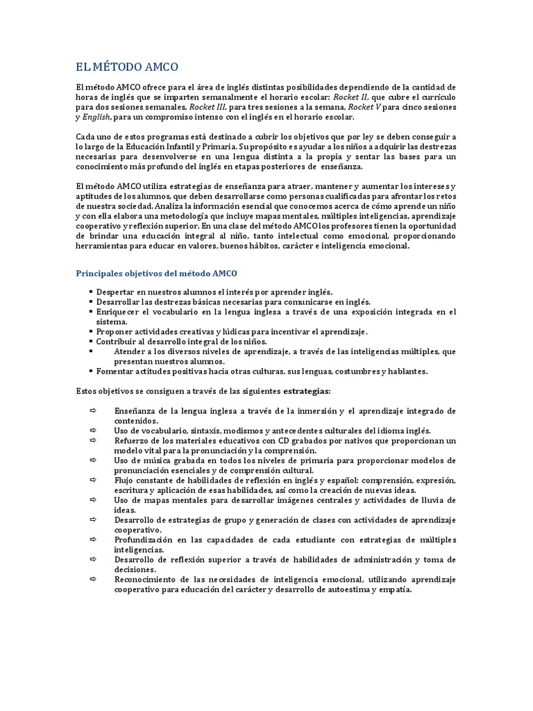 El Metodo Amco | PDF | Evaluación | Aprendizaje