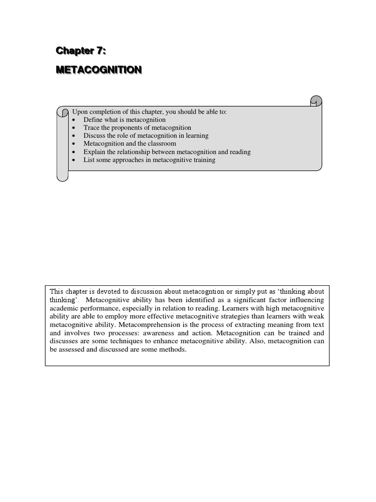 Metacogntion | Download Free PDF | Metacognition | Reading Comprehension