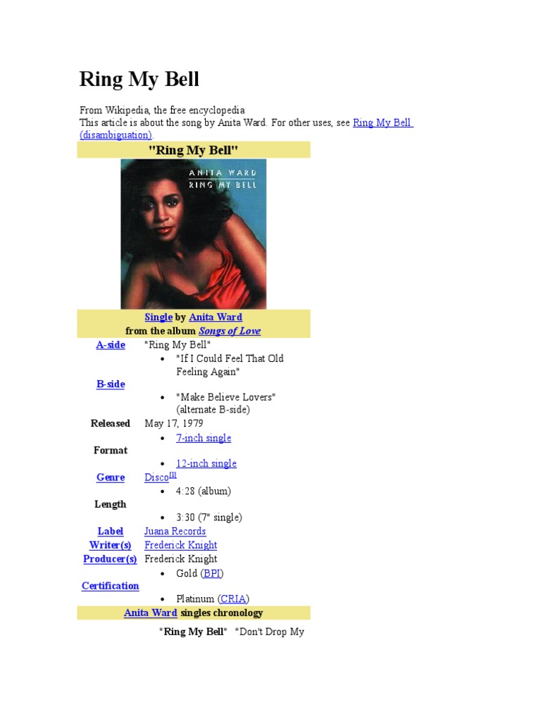 Ring My Bell | PDF | Music Industry | Music Media