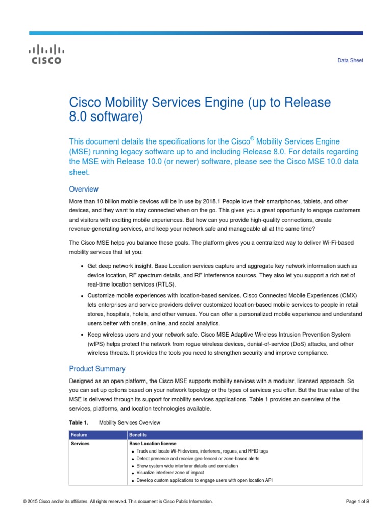 Cisco Mobility Services Engine | PDF | Wi Fi | Wireless Access Point