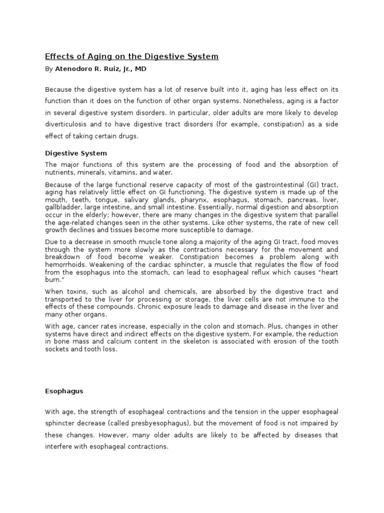 Effects of Aging on the Digestive System | Human Digestive System ...