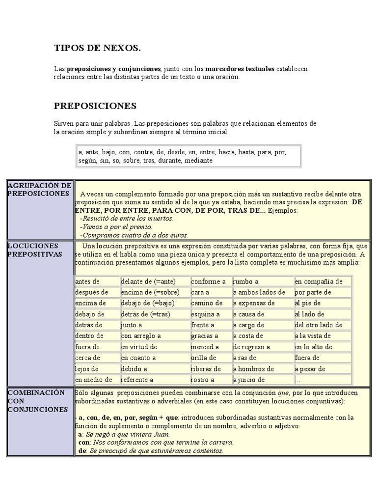 Tipos de Nexos | PDF | Lingüística | Sintaxis
