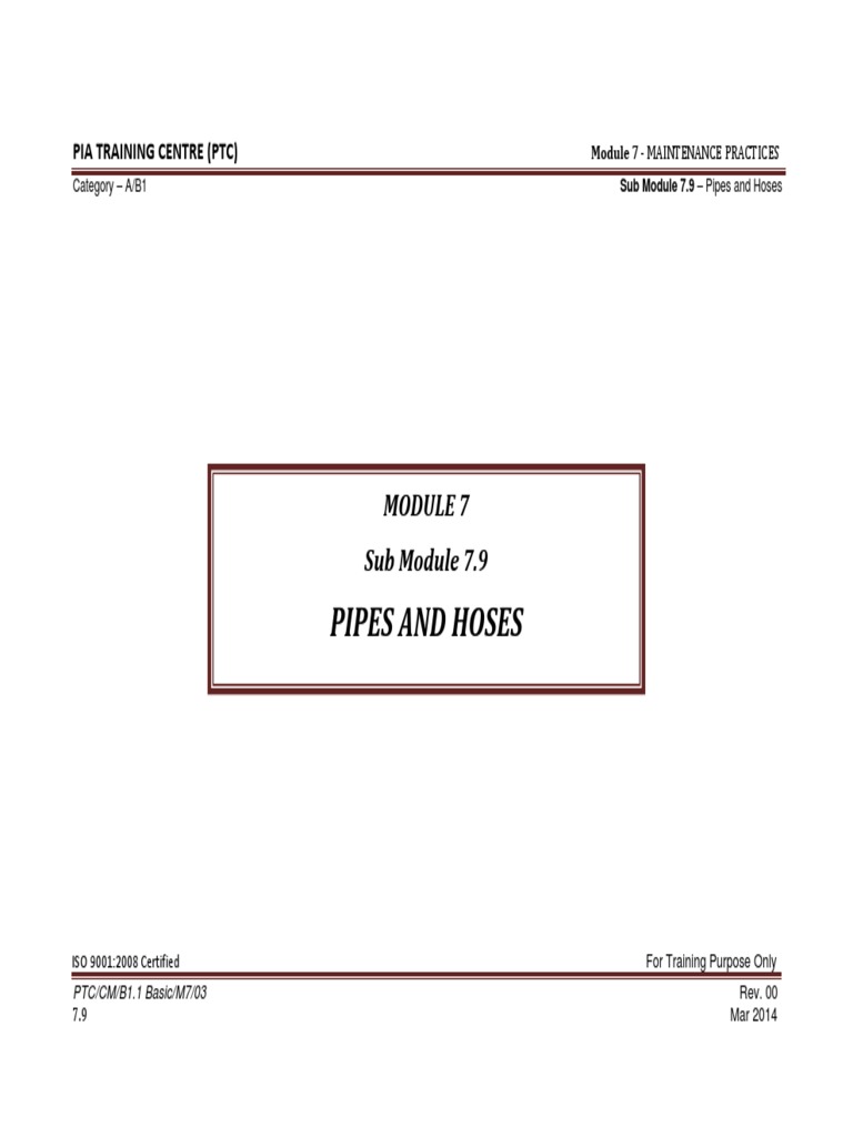 Module 7 (Maintenance Practices) Sub Module 7.9 (Pipes and Hoses) | PDF ...