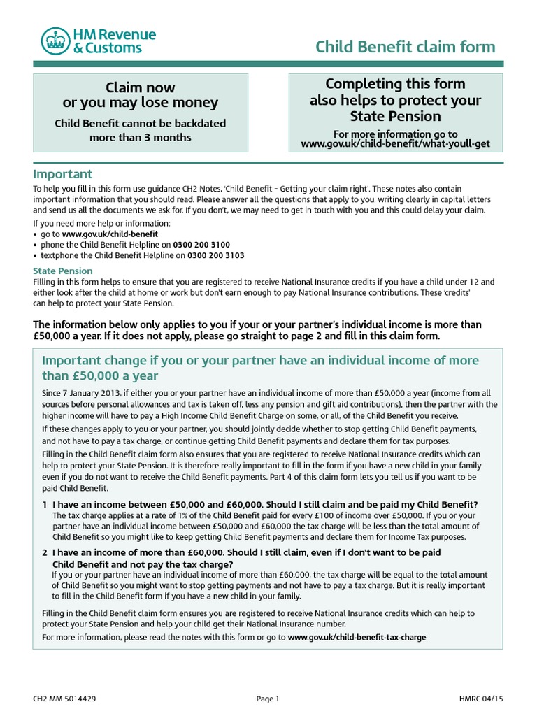 Child Benefits Form | PDF | Employee Benefits | Taxes