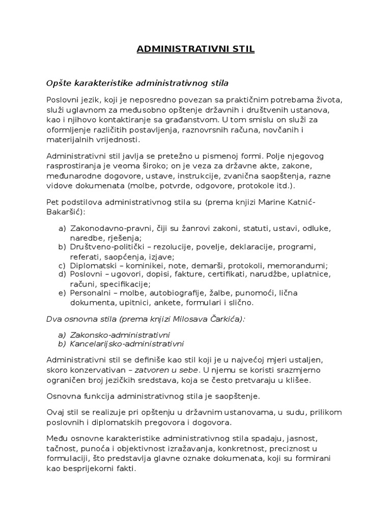 Administrativni Stil | PDF