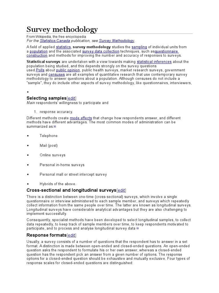 Survey Methodology 3 | PDF | Public Opinion | Survey Methodology