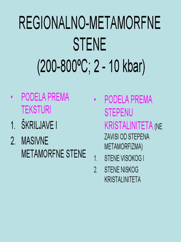 Regionalno-Metamorfne Stene | PDF