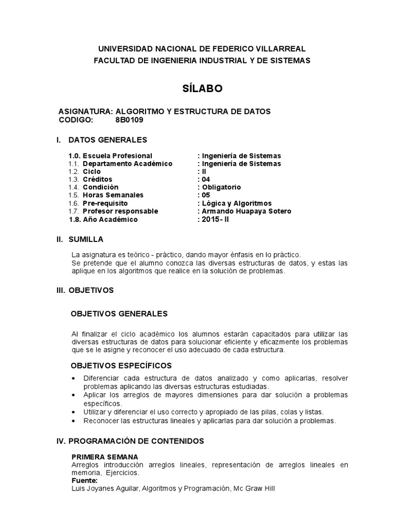 Algoritmos Y Estructura De Datos 2015 Ii Semestral Pdf Algoritmos Ciencias De La Computación
