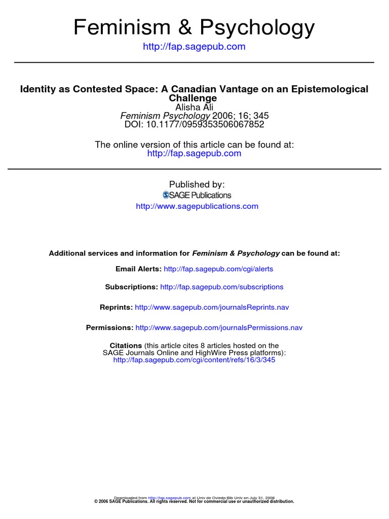 Identity As Contested Space | PDF | Feminism | Gender Studies