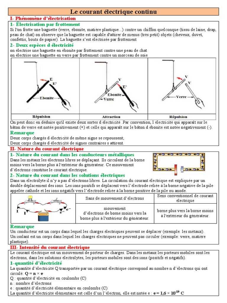 Cours Courant Électrique PDF | PDF | Courant électrique | Électricité