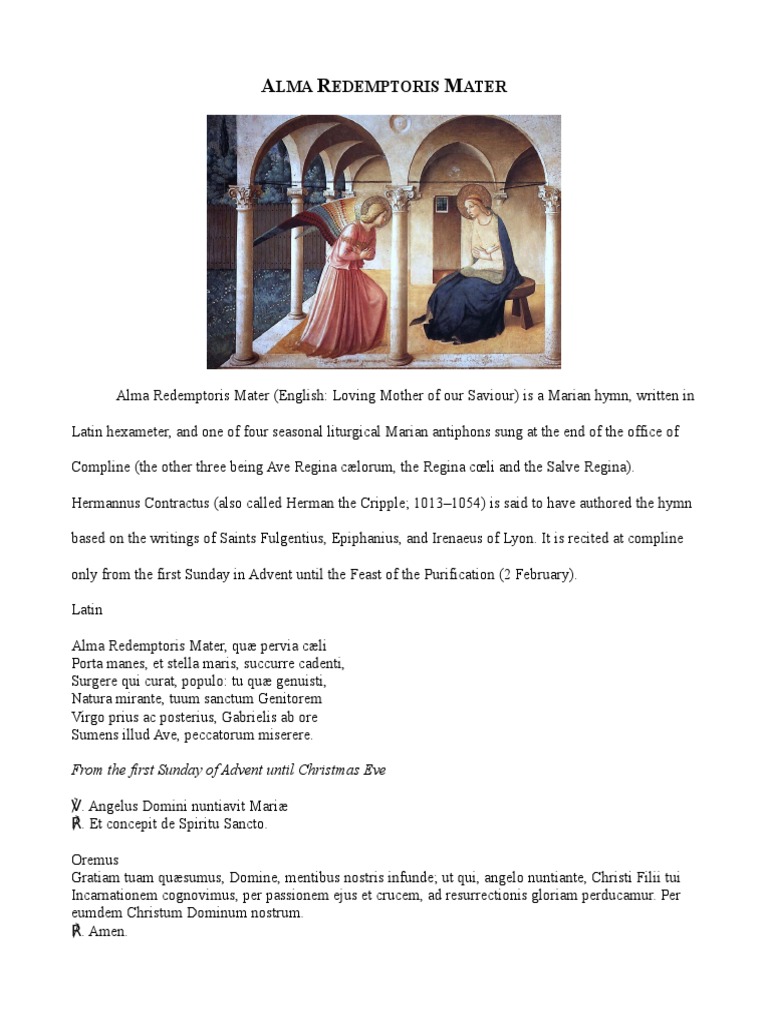 Alma Redemptoris Mater.pdf | Christian Prayer | Mary, Mother Of Jesus