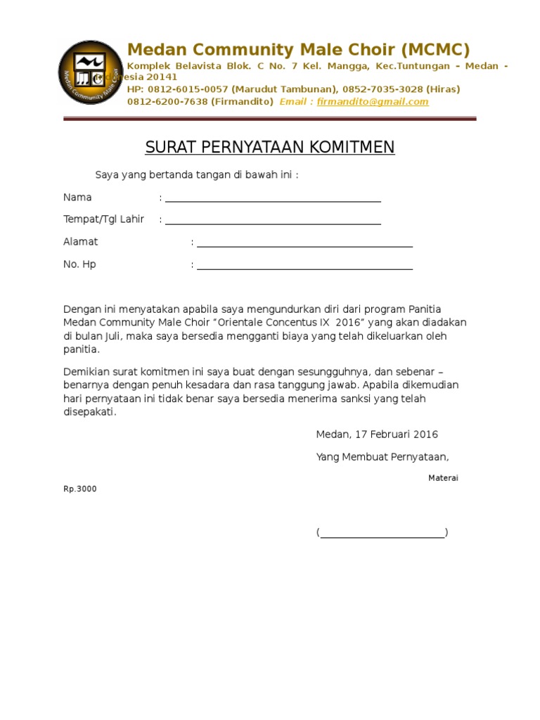 Surat Komitmen | PDF