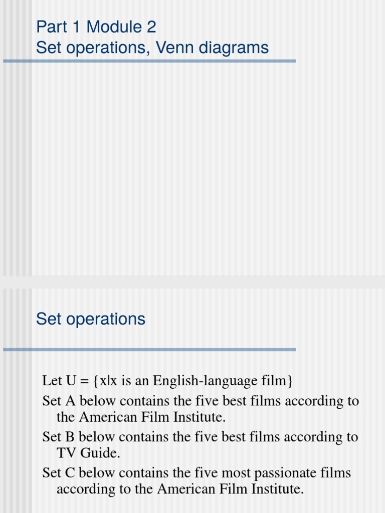 Part 1 Module 2 Set Operations, Venn Diagrams | Download Free PDF ...