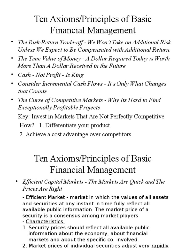 10 Axioms | PDF | Financial Markets | Risk