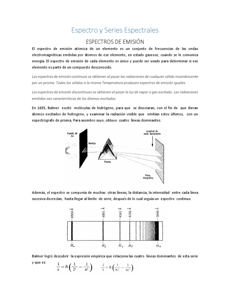 Espectro y Series Espectrales | PDF | Espectroscopia | Línea espectral