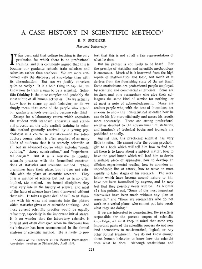 A Case History in Scientific Method | PDF | Experiment | Science