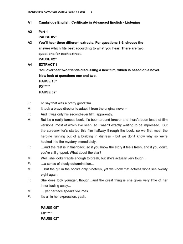 Cambridge English Advanced Sample Paper 4 Listening Transcripts v2 | PDF | Sea Turtle | Turtle