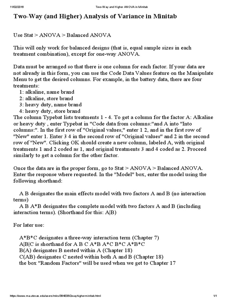Two-Way ANOVA in Minitab Guide | PDF | Teaching Methods & Materials ...