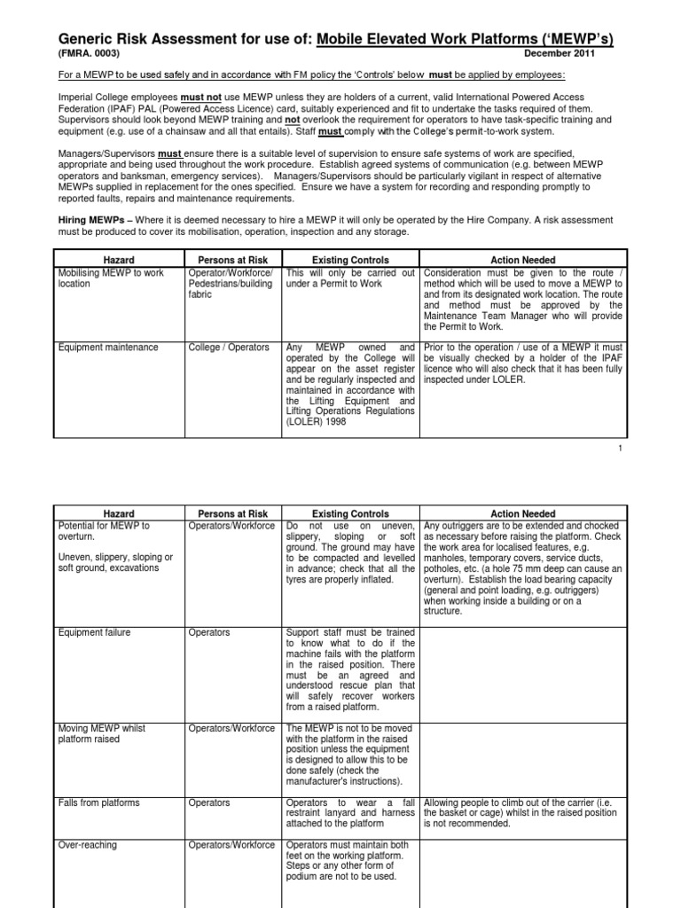 RA_MEWP_0003_Dec_2011 | Personal Protective Equipment | Crane (Machine)